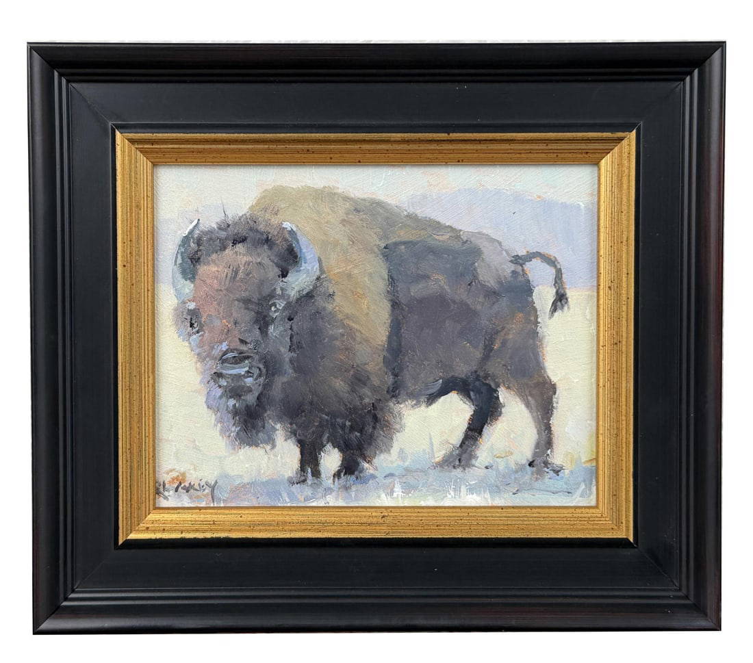 Rob Akey Montana Buffalo Painting Auction