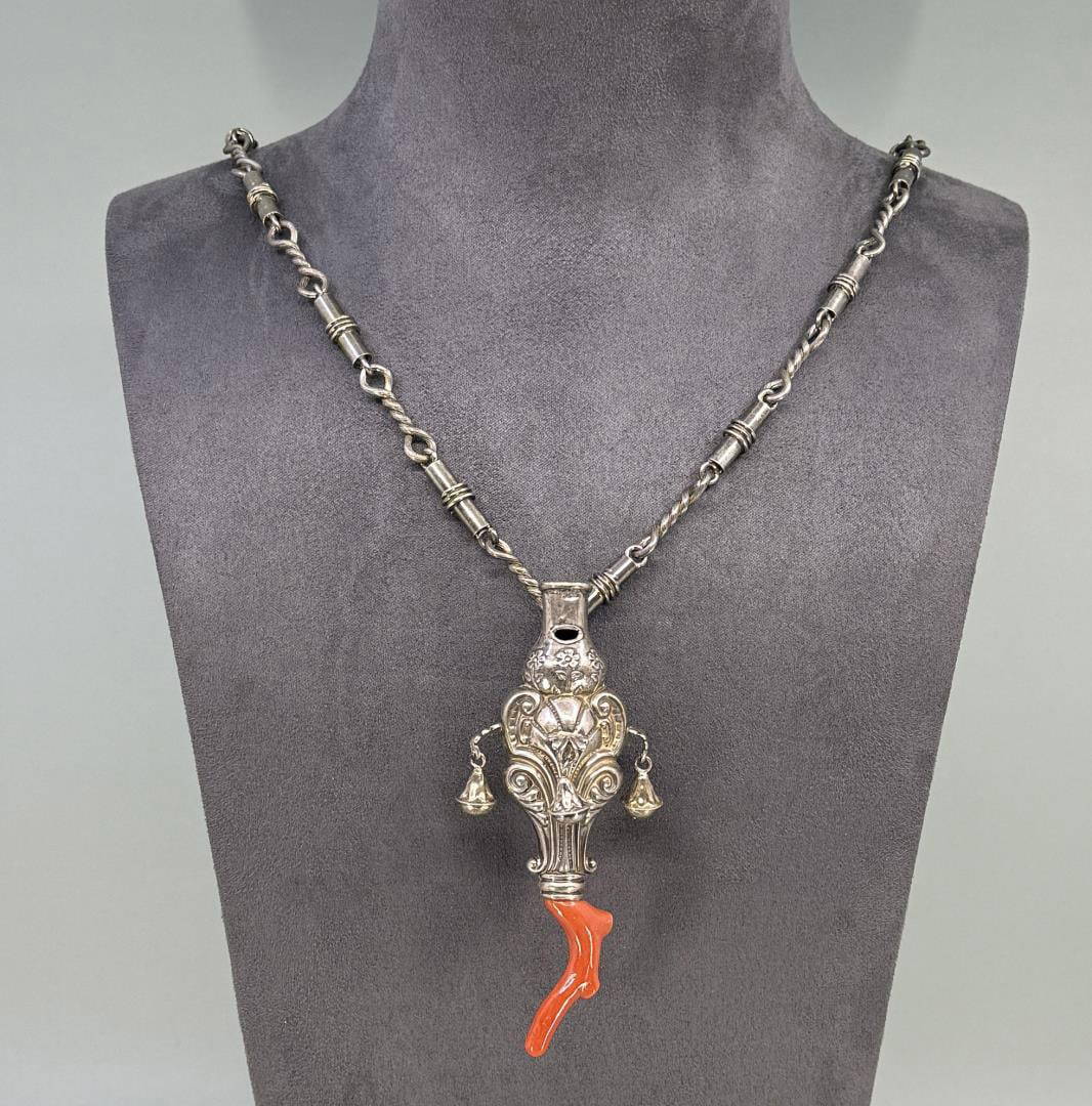 Georgian Sterling Silver Coral Whistle Rattle Auction