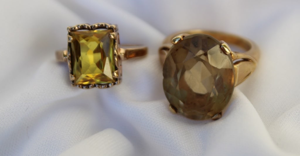 14k Yellow Gold Topaz Rings Auction