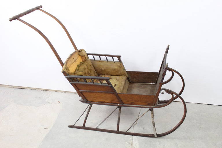 Victorian Childrens Wood, Spindle Push Sleigh/sled