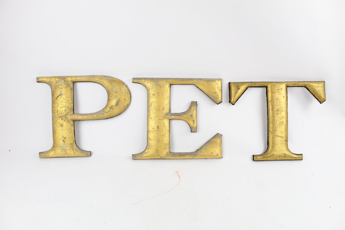 3 Gold Gilt Letters PET Store Sign - Aug 15, 2020 | PUBLIC SALE AUCTION ...