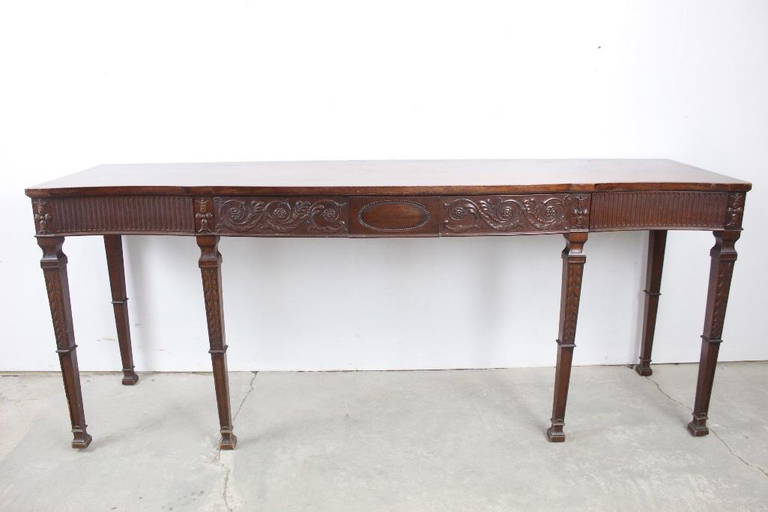 Long Wood Banquet Table With Ornate Carvings