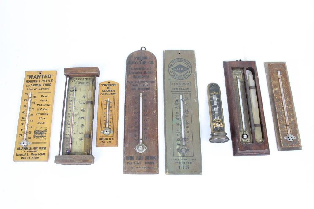 Lot of 8 Antique Wood Advertising Thermometer,Hudson,NY - Jan 23, 2021 ...