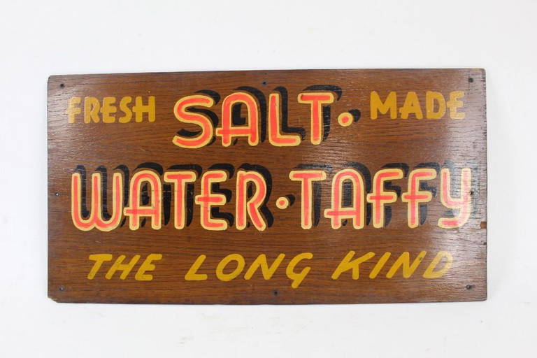 Wood Paint "salt Water Taffy" Sign,amusement Park,1of2
