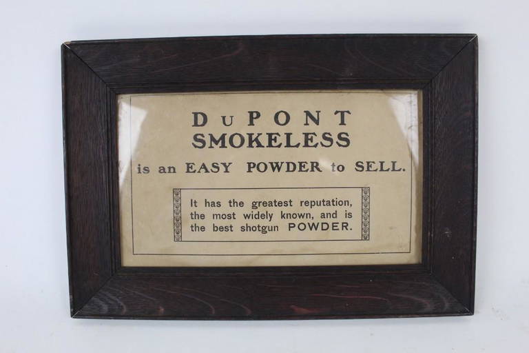 Antique Wood Framed Dupont Gun Powder Advertising Sign