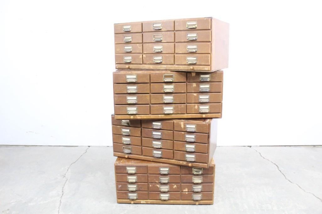 Set Of 4 Wood Stacking Multi Drawer Cabinets,industrial