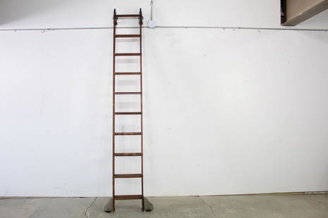 9 Ft Rolling Library Ladder W/ Wheels,industrial
