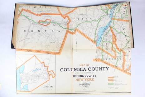 Large 1858 Wall Map Scroll Of Columbia County, Ny, Published By Balch