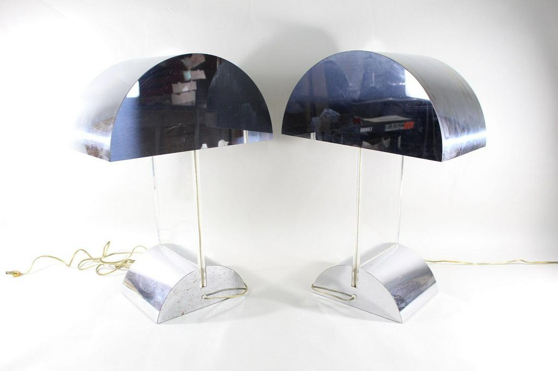 2 Mid Century Modern Semicircular Lucite Table Lamps (#0198) on Oct 09 ...