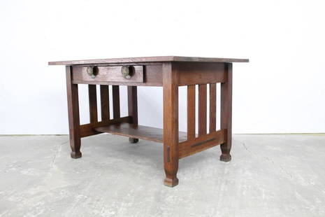 Round Oak Library Table