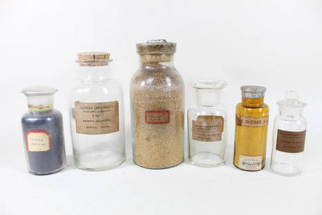 6 Chemistry Glass Specimen Jars From Lehigh University
