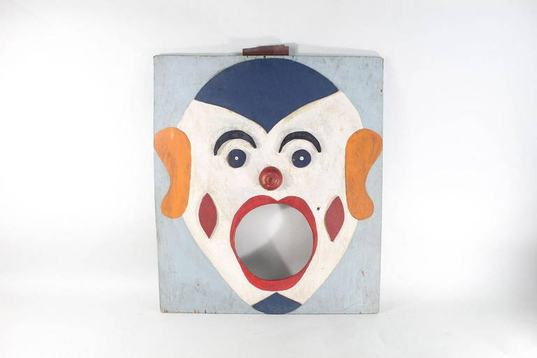 Clown Ball Toss Carnival Fair Circus Game, Folk Art