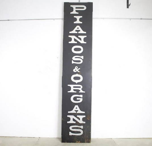 Large Painted Wood Music Store Sign, Pianos & Organs (#0161) on Jan 08 ...