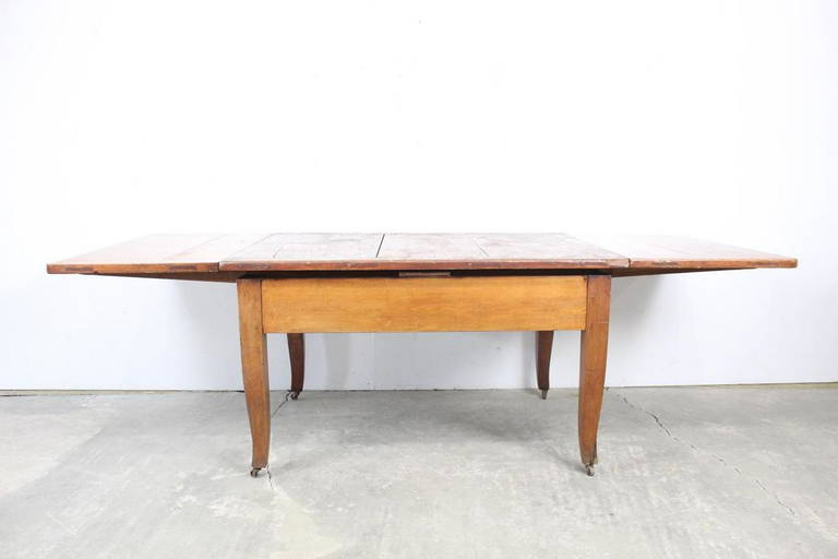Antique Primitive Farm Table W/pull Out Leaves