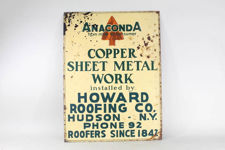 Anaconda Copper Roofing Sign, Hudson, New York