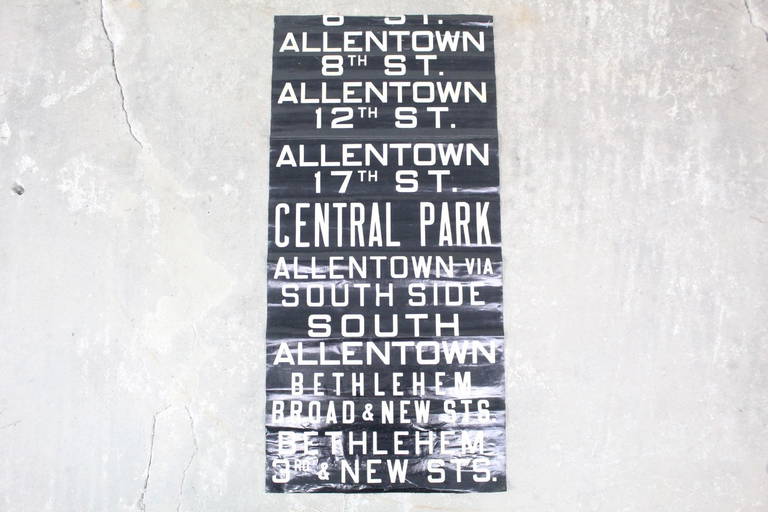 Mid-Century Bus Destination Roll Sign, Allentown PA NYC (#0068) on Mar ...