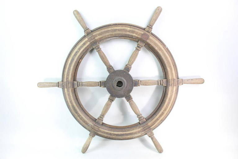 Nautical Wooden Ship Boat Helm Wheel, Williamson Bros
