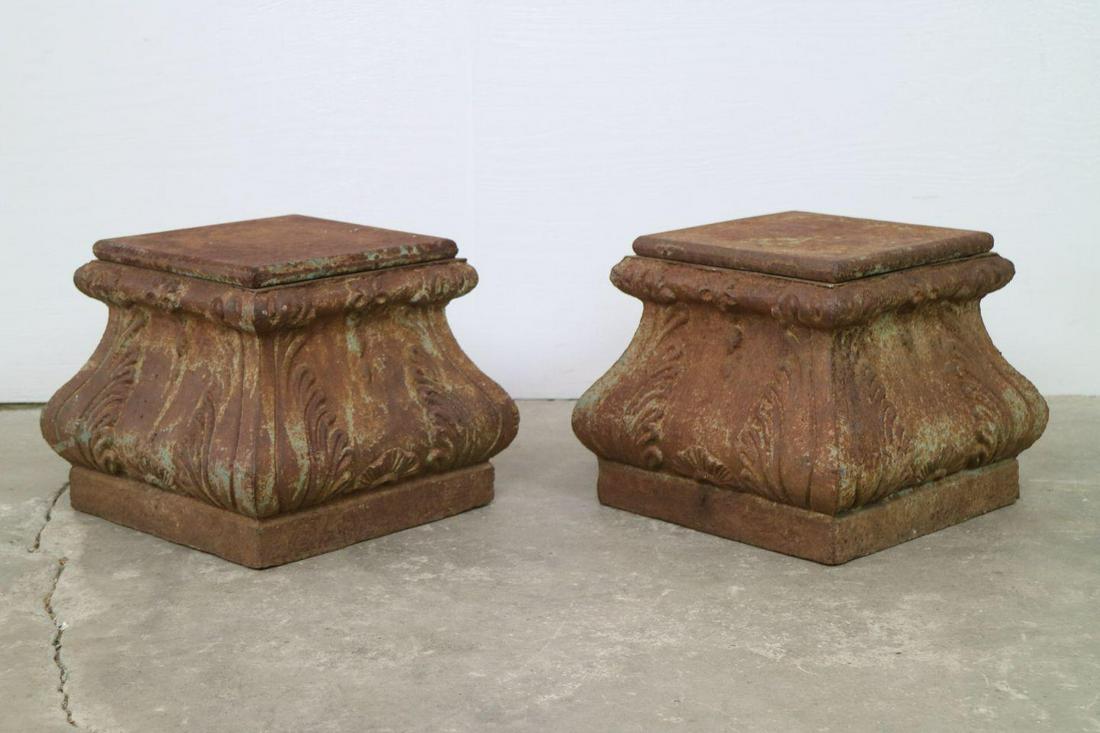 Pair Of Victorian Cast Iron Column Bases Plant Stands