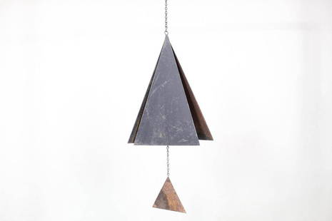 Mid Century Modern Minimalist Pyramid Iron Wind Chime