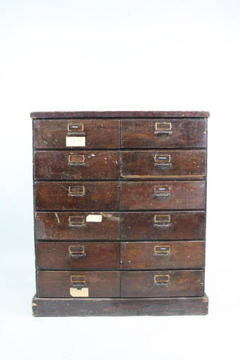 Industrial Multi Drawer Wooden Storage Cabinet With 12 Drawers