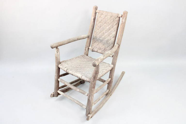 Old Hickory Rocking Chair with Woven Back & Seat, Adirondack or Country ...
