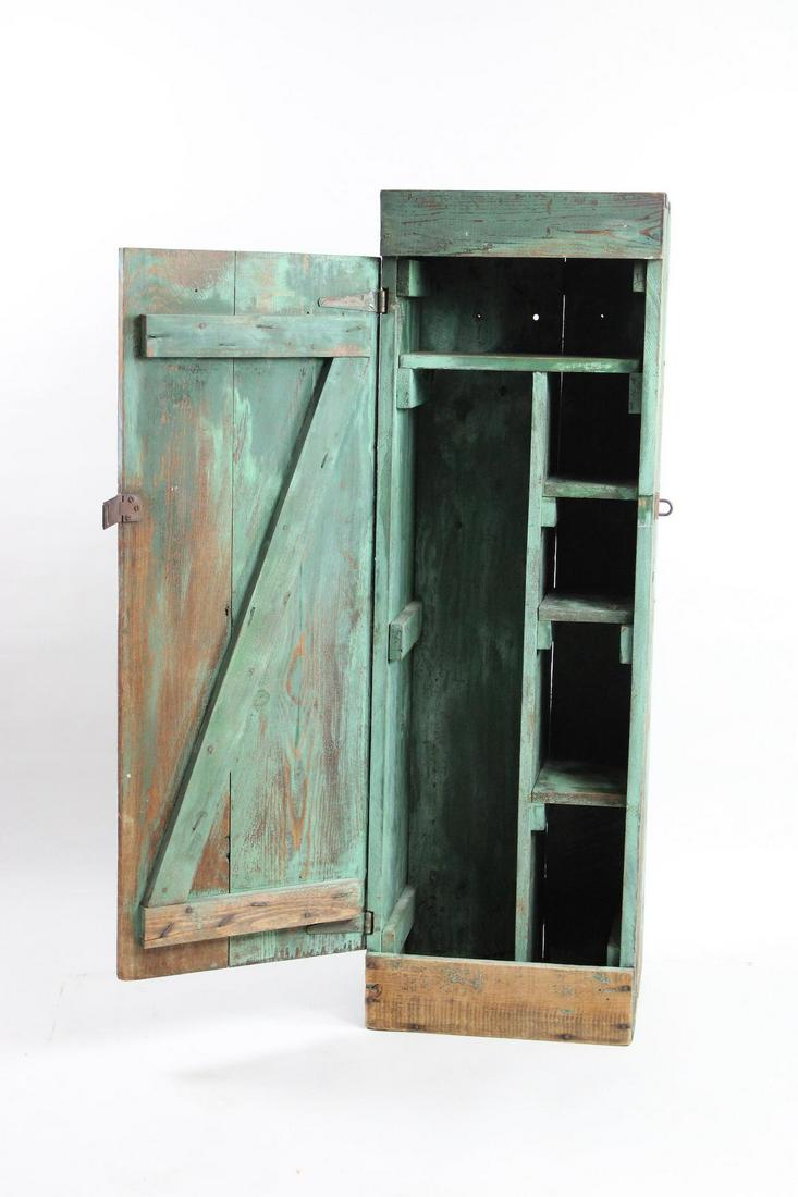 Green Painted Primitive Wood Cabinet w/4 Shelves (#0220) on Jan 07 ...