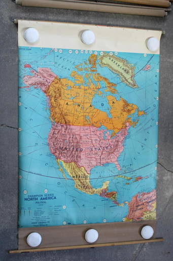 Lot Of 8 Vintage School Wall Maps, All Continents