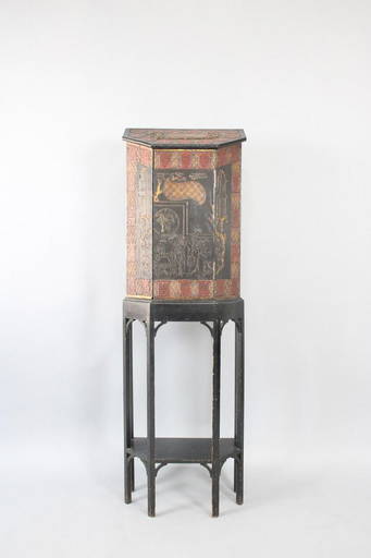 Antique Lacquered Wood Chinoiserie Cabinet, House Of Philip Oriel Nyc