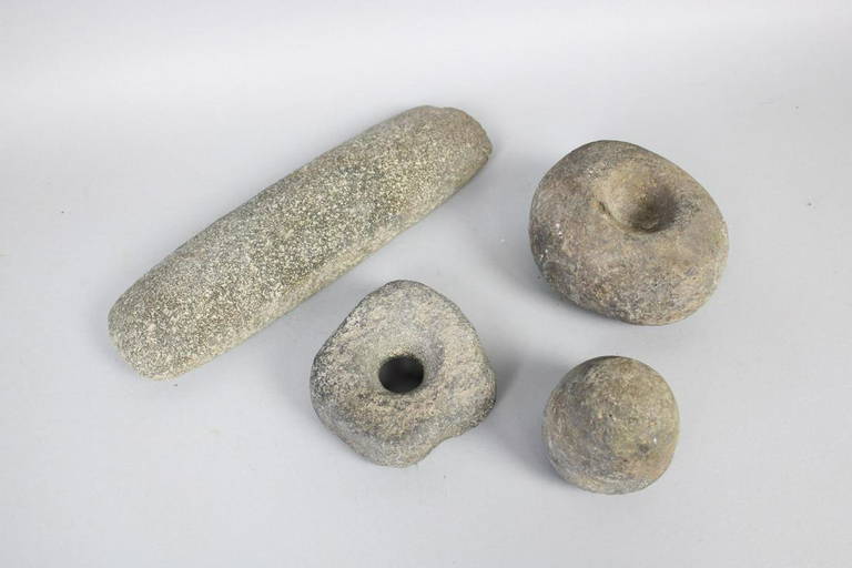 Collection Of 4 Native American Grinding Stones Tools