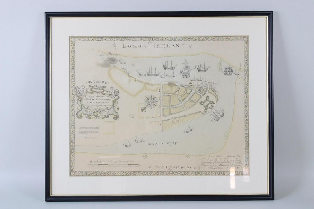 Framed Map Of Long Island By George H. Moore, The Dukes Plan 1859