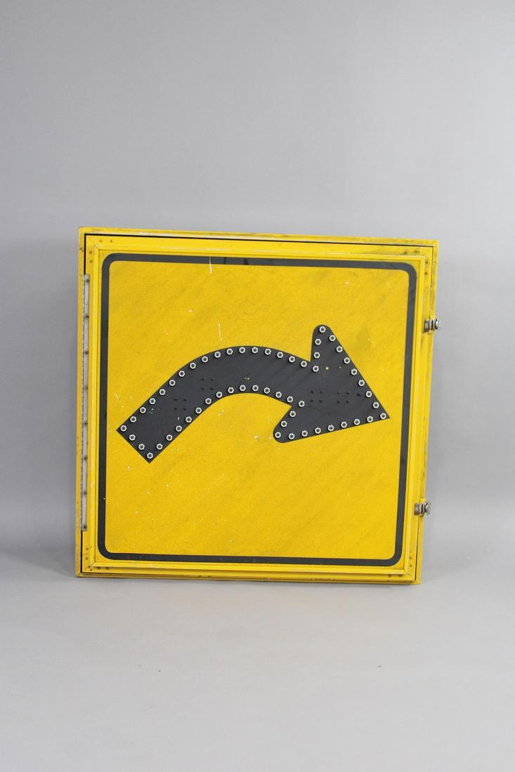 Large Light-up Fiberoptic Road Curve Sign, Industrial Auction