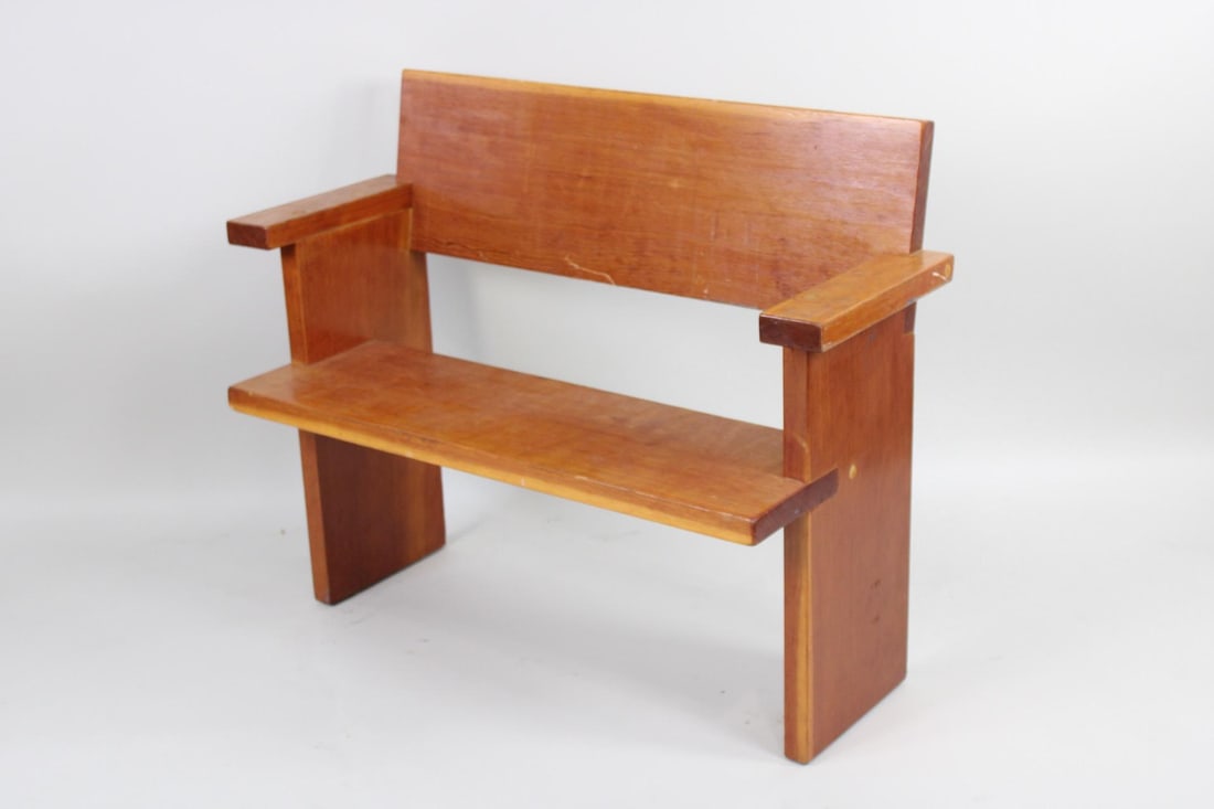 Bauhaus Wooden Bench 1977, Manner Of Gerrit Rietveld Auction