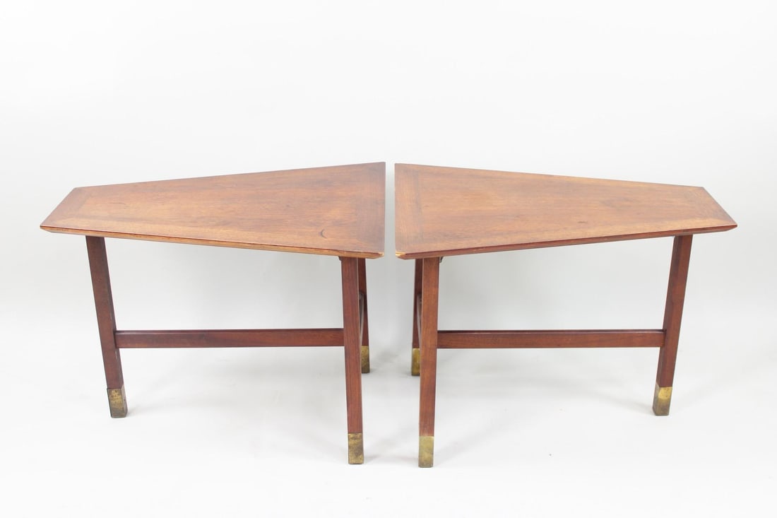 Pair Of Mid-century Modern Trapezoid Side Tables Auction