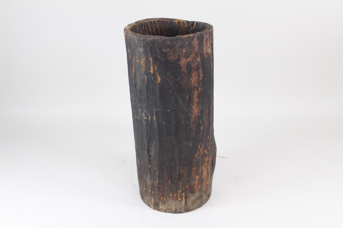 Large Primitive Hollowed Tree Wooden Log Vessel, 4 Of 6 Auction