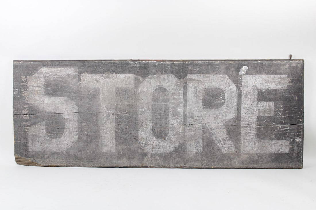 19th C. Wooden Painted General "store" Sign Auction