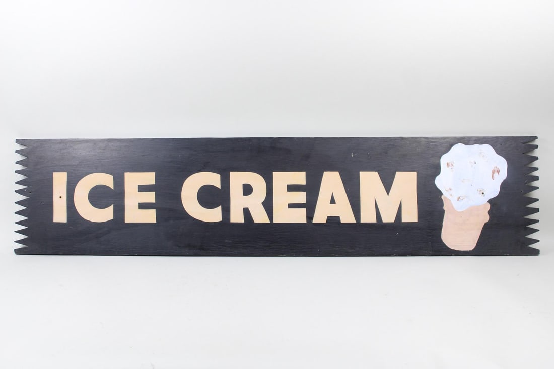 Fun Painted Wood "ice Cream" Store Sign Auction