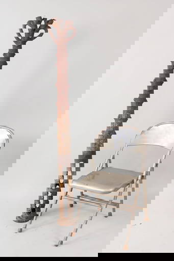 Cast Iron Figural Tree Hitching Post On Base, 2 Branch, Faux Bois