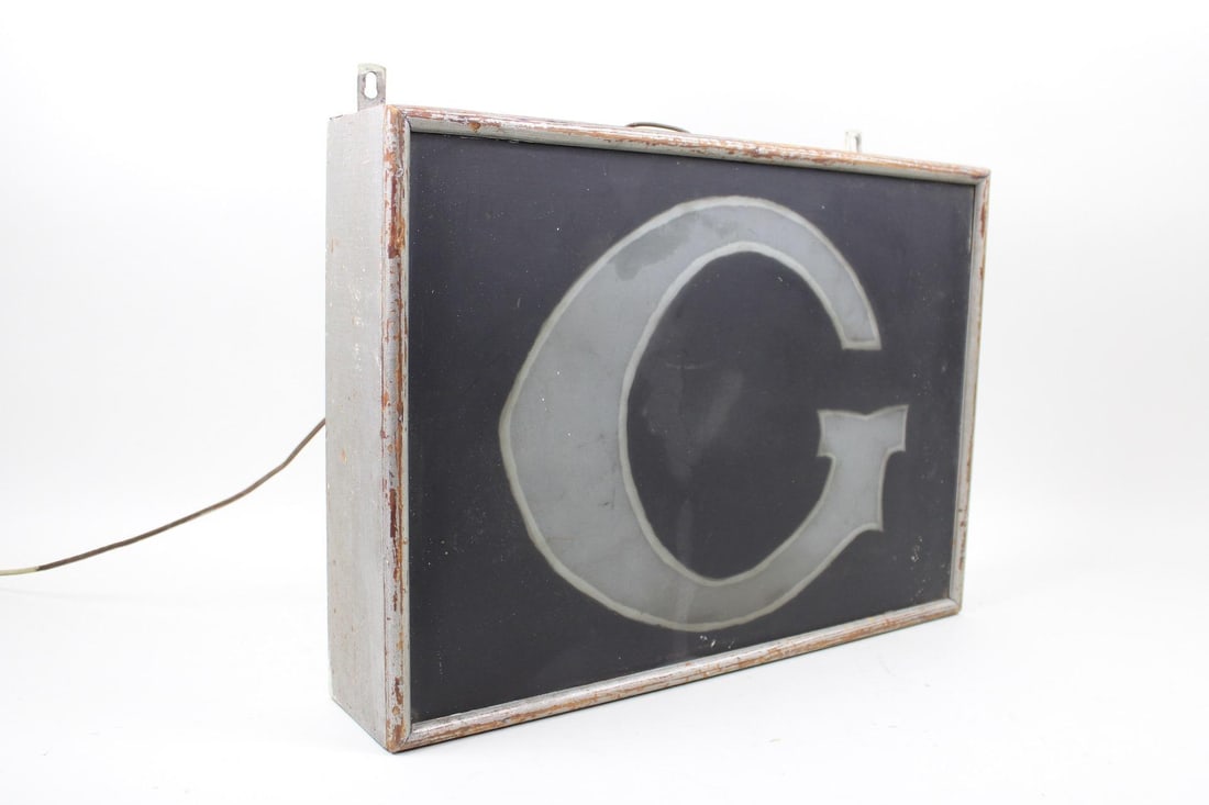 Masonic "g" Handmade Reverse Painted Glass Light-up Sign Auction