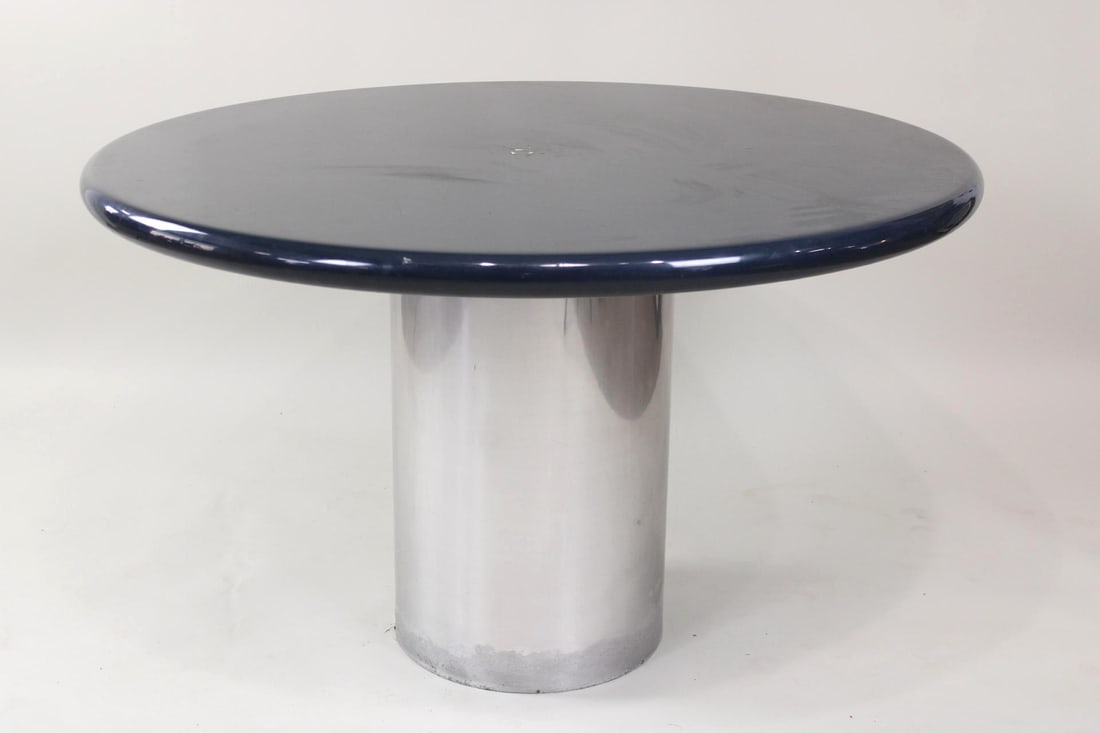 Postmodern Chrome & Laminate Tubular Dining Table, Brueton Style Auction