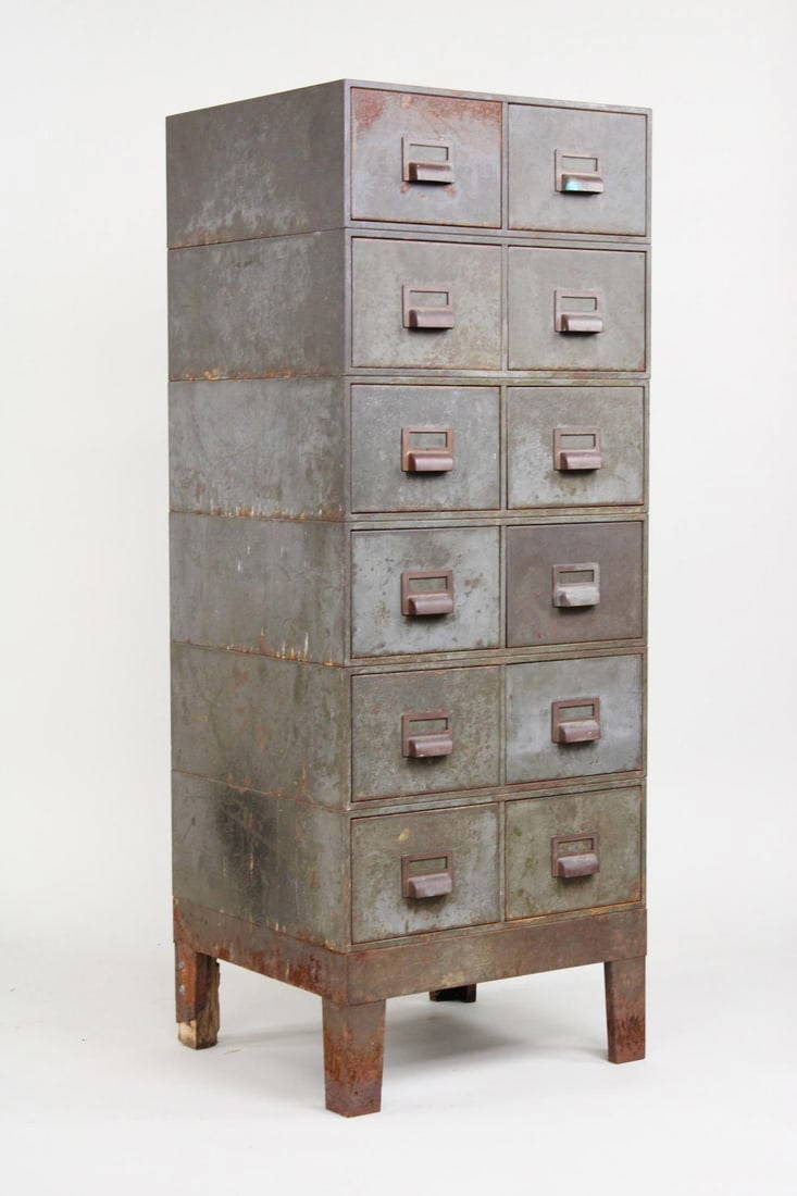 Industrial 12 Drawer Metal Multi-drawer Cabinet Auction