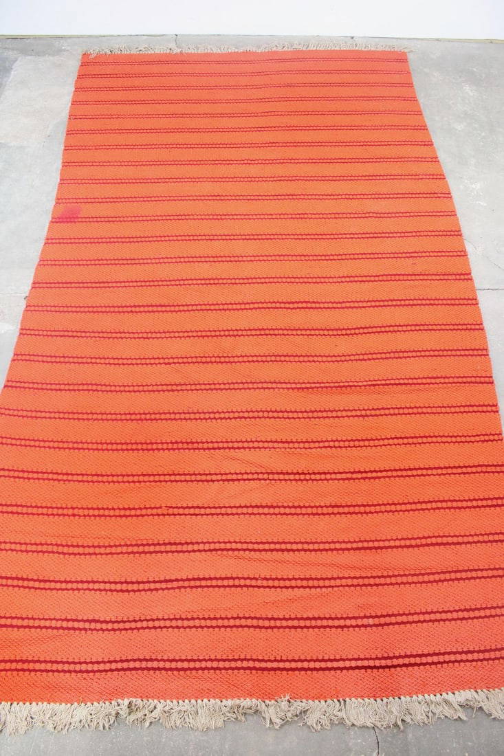 Mid-century Modern Red Orange Area Rug Auction