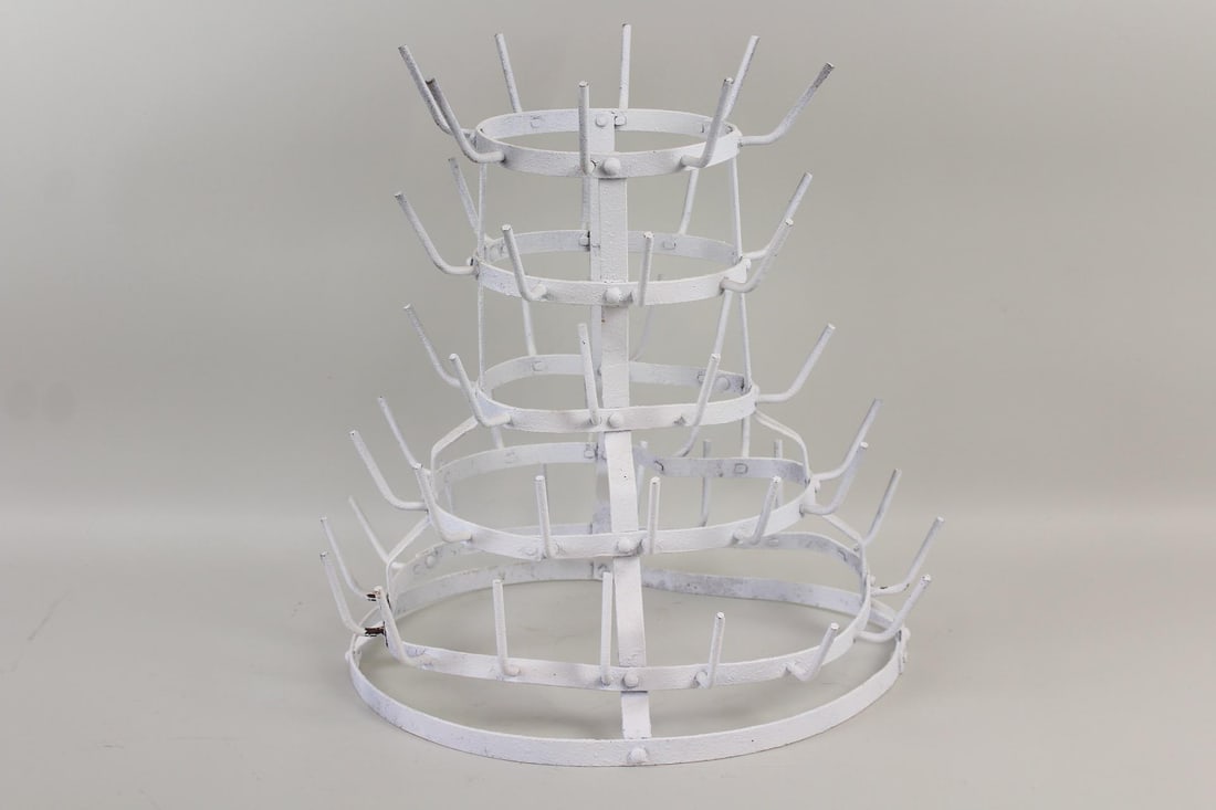 Small White Painted Metal Bottle Drying Rack Auction
