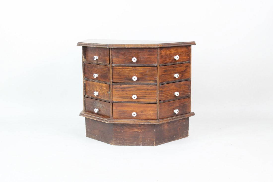 Antique Half Octagon Multi-drawer Hardware Store Cabinet Auction