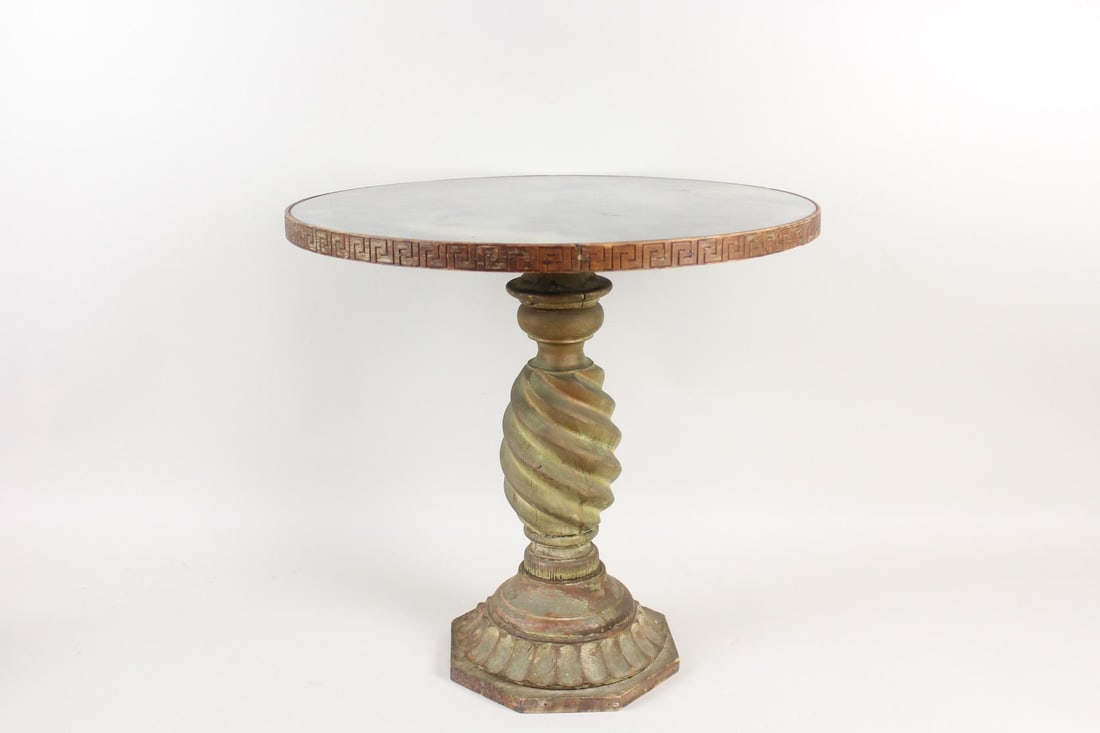 Neoclassical Carved Twisted Wood Side Table With Mirrored Top Auction