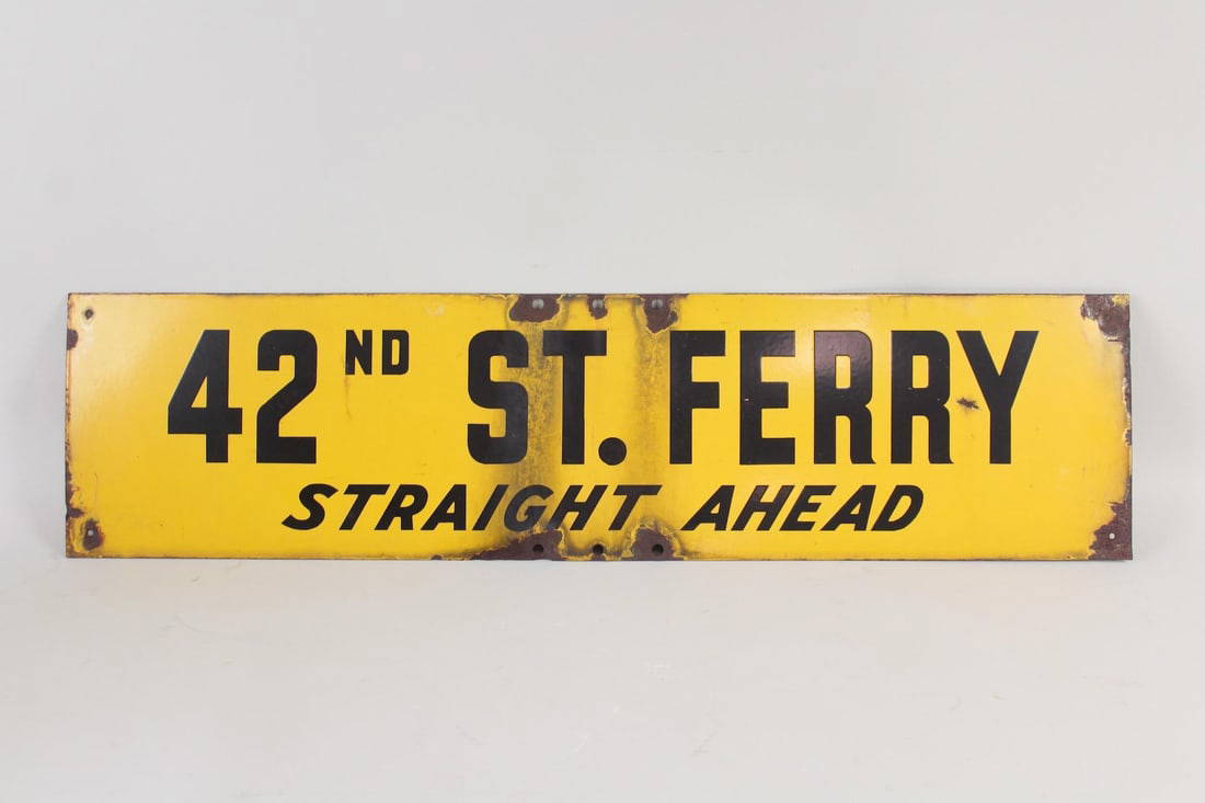 Enameled New York City 42nd St Ferry Sign Nyc Auction