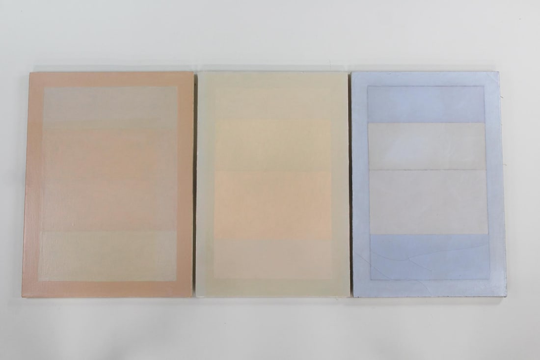 Lot Of 3 Large Clark Murray Monochromatic Paintings, Orange, Gray ...