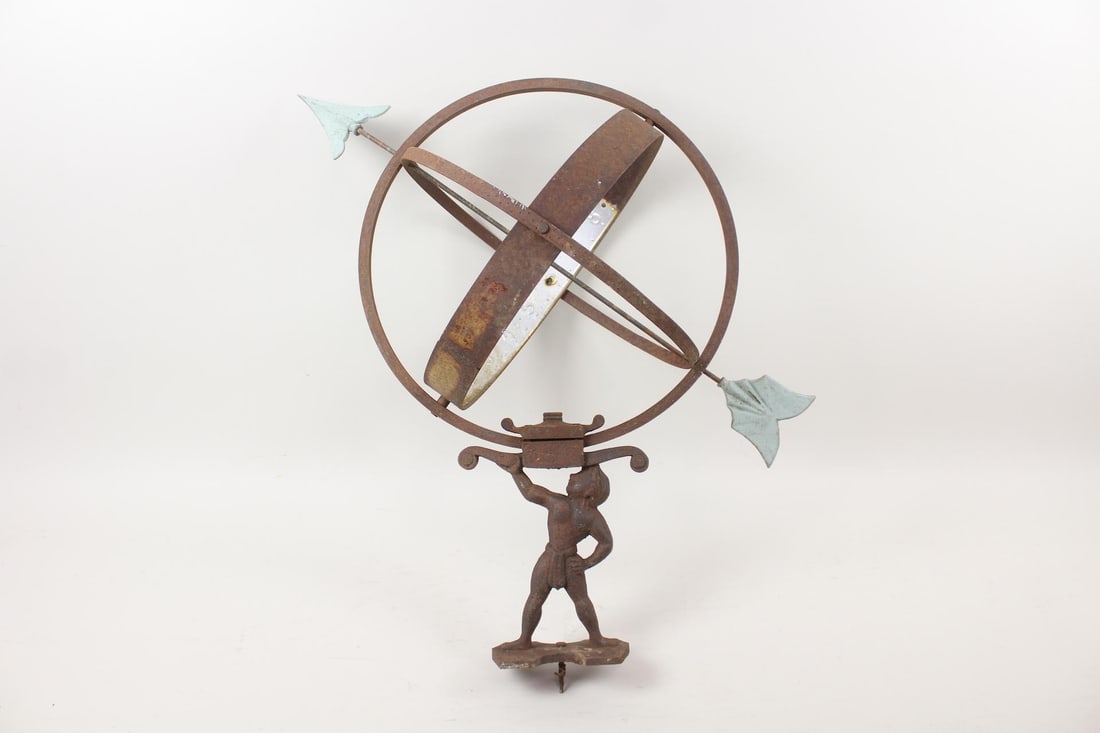 Hercules Copper & Iron Garden Armillary Sundial Auction