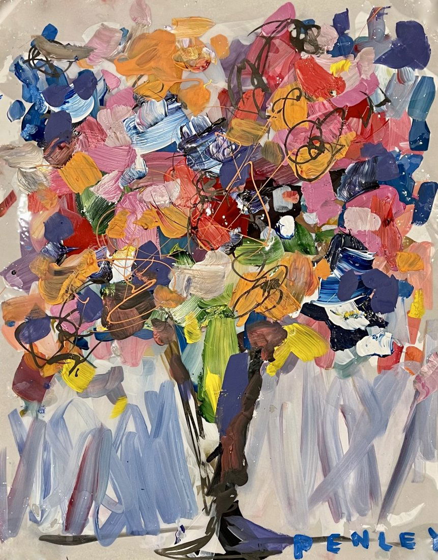 For Auction: Steve Penley, Original acrylic and resin, "Flowers" (#0145 ...