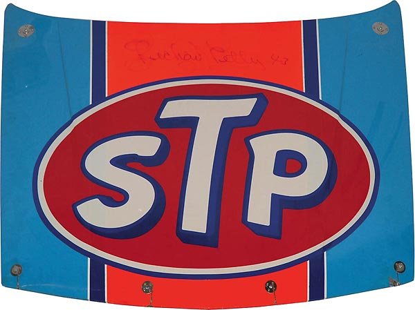 Stp Race Used Nascar Hood Signed By Richard Petty