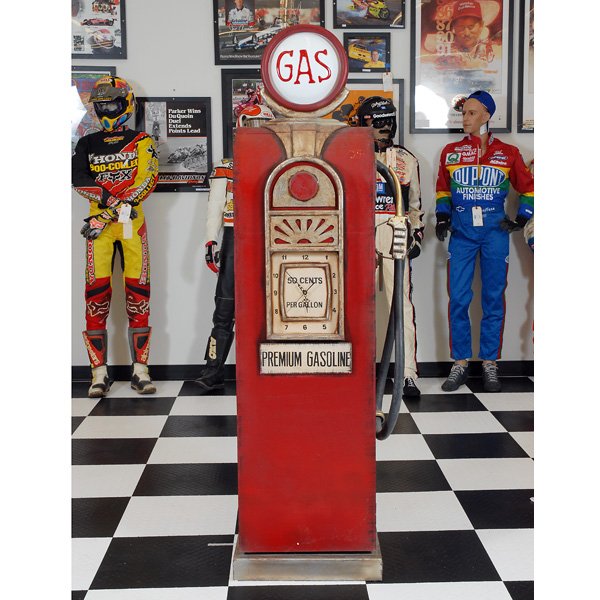 274: Large Replica Gas Pump Clock Cabinet Red